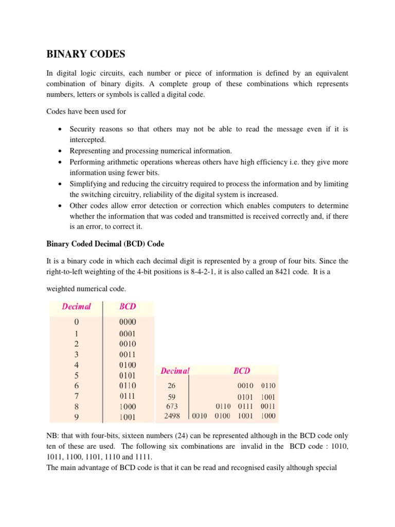 BINARY CODES | Download Free PDF | Binary Coded Decimal | Ascii
