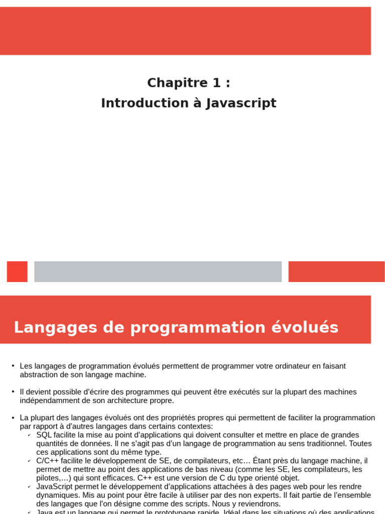 Chapitre 1 | PDF | JavaScript | Programmation informatique