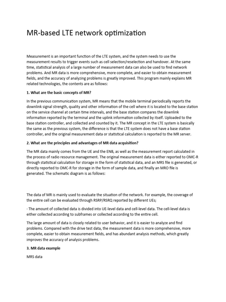 MR-based LTE Network Optimization | PDF | Databases | Information