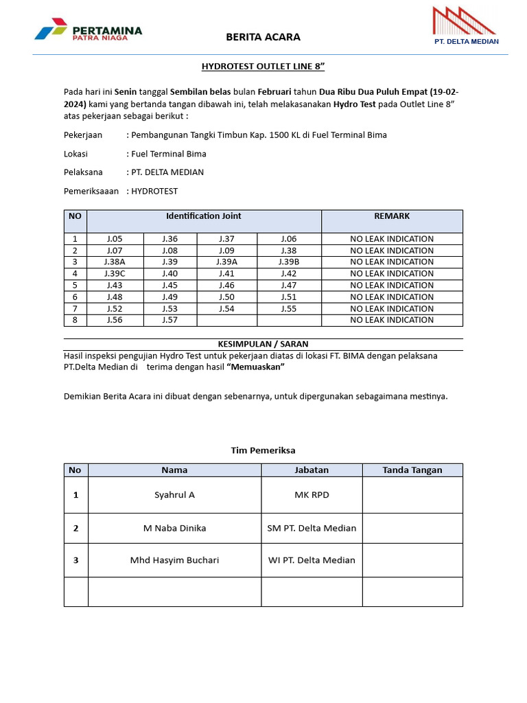 Test Package Inlet Dan Outlet | PDF | Welding | Construction