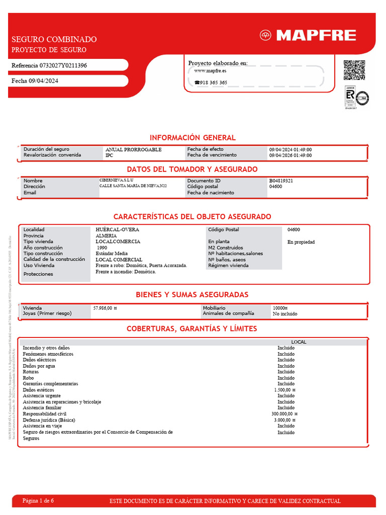 464631619-seguro-mapfre | Descargar gratis PDF | Póliza de seguros | Seguro