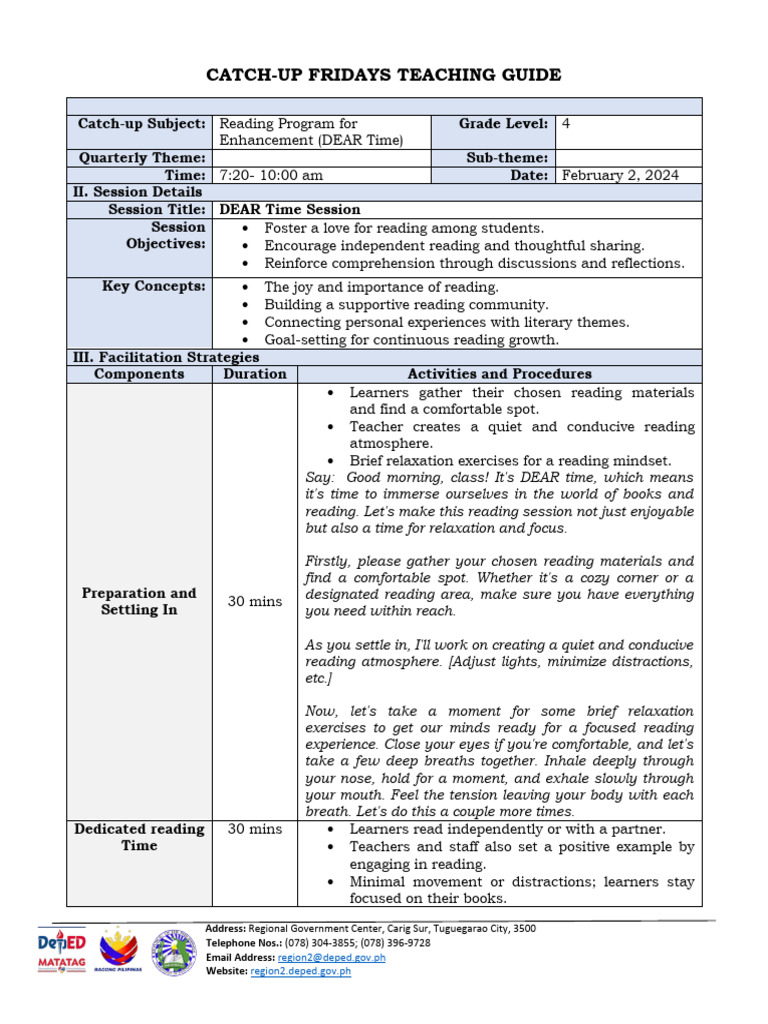 SAMPLE ACCOMPLISHED TEMPLATE FOR READING TG TEMPLATE | Download Free ...