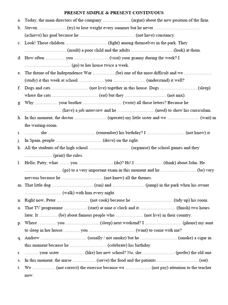 PRESENT SIMPLE and CONTINUOUS | PDF