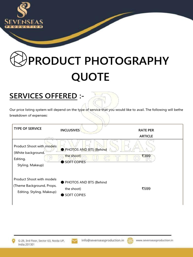Product Photography Quotation Guide | PDF | E Commerce | Service Industries