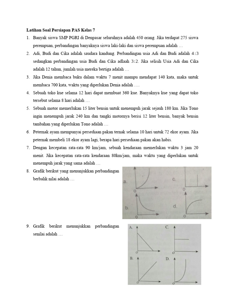 Latihan Soal Persiapan PAS Kelas 7 | PDF