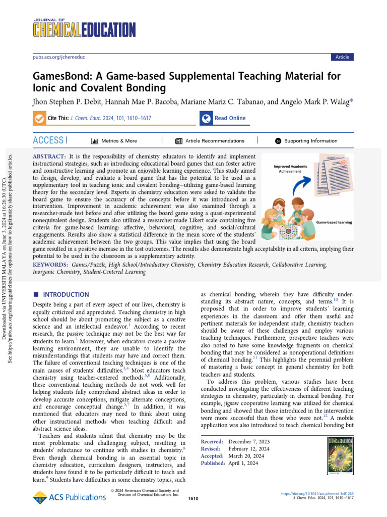 Debit Et Al 2024 Gamesbond a Game Based Supplemental Teaching Material ...