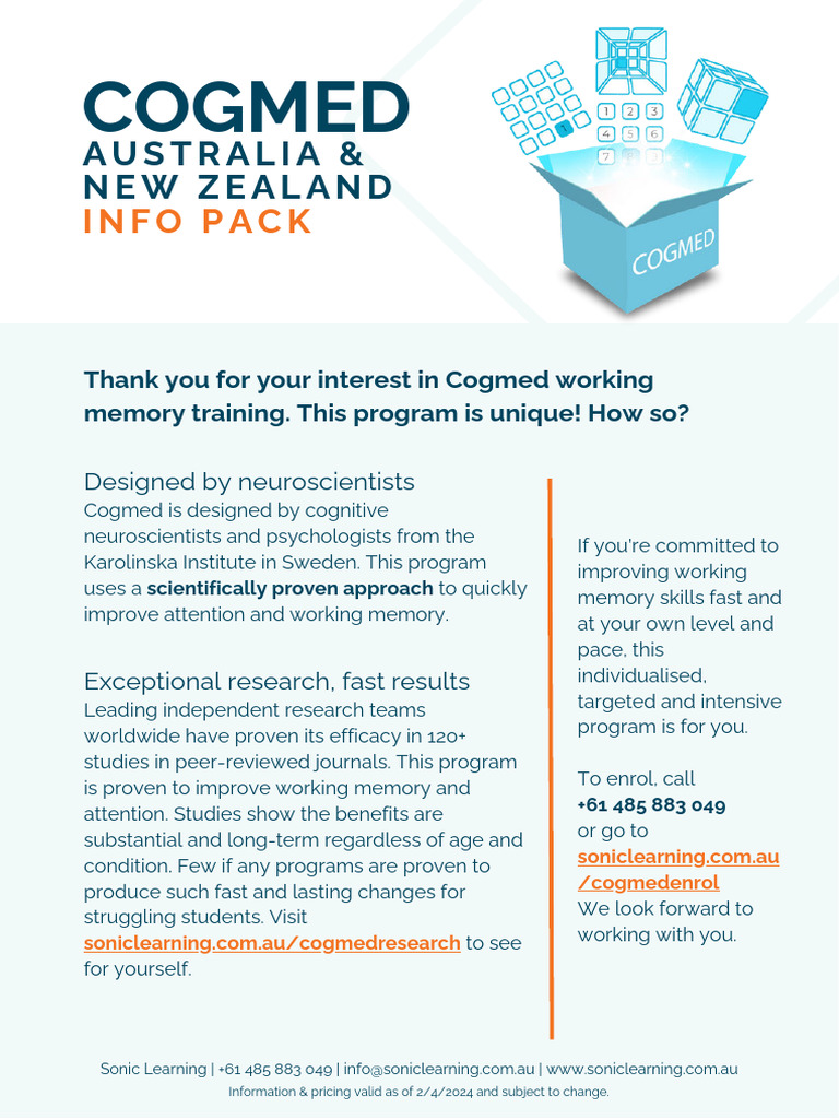 Cogmed-Info-Pack-2024 | Download Free PDF | Working Memory | Memory