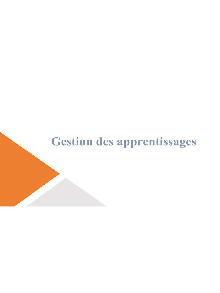 Gestion Des Apprentissages | PDF