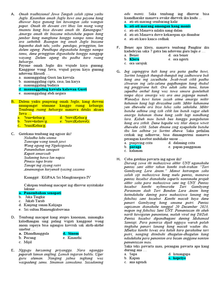 LATSOL PSAJ BJ 2023-2024 | PDF