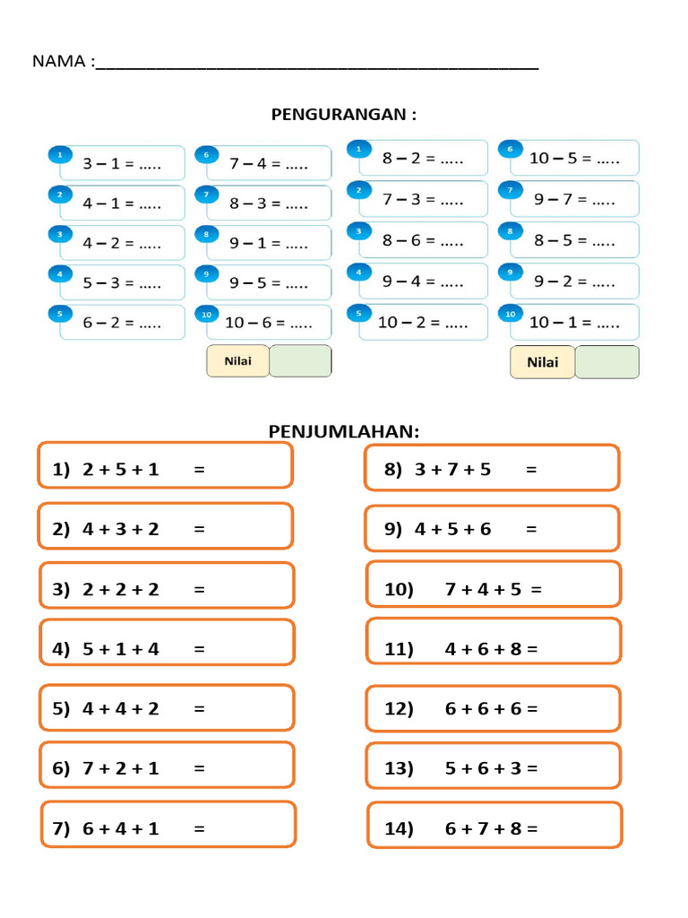Pengurangan Dan Penjumlahan Sederhana | PDF