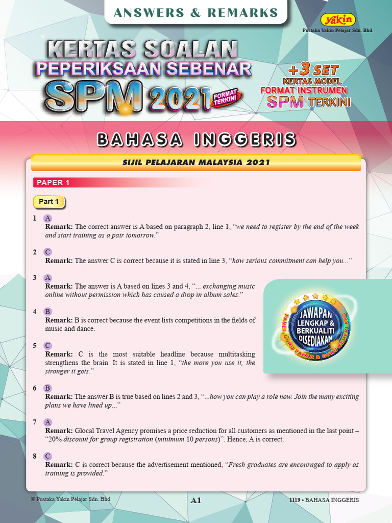 SPM 2021 English Paper 1 Answers | PDF | Social Media | Popular Culture ...