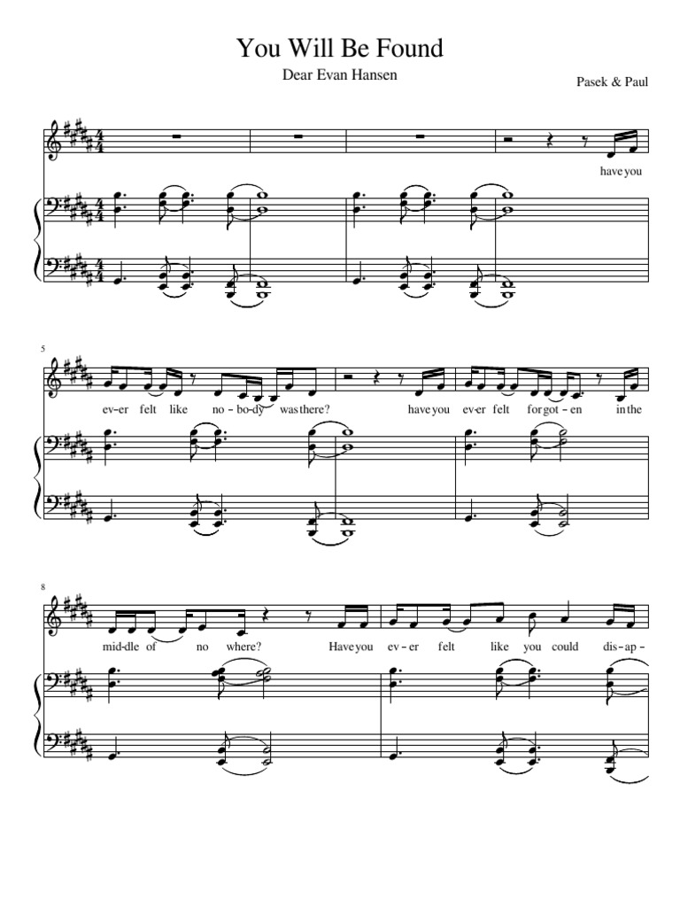 You Will Be Found 1st Verse | PDF | Broadway Theatre | Musicals
