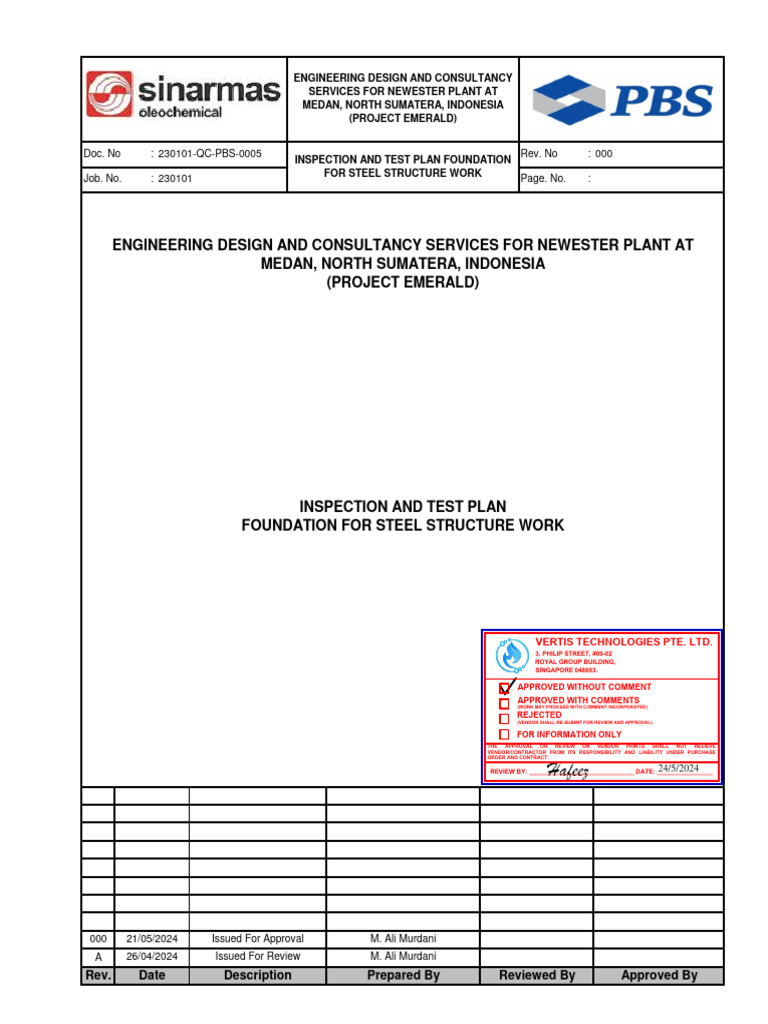 Itp Foundation For Steel Structure Emerald Project - Approved | PDF ...