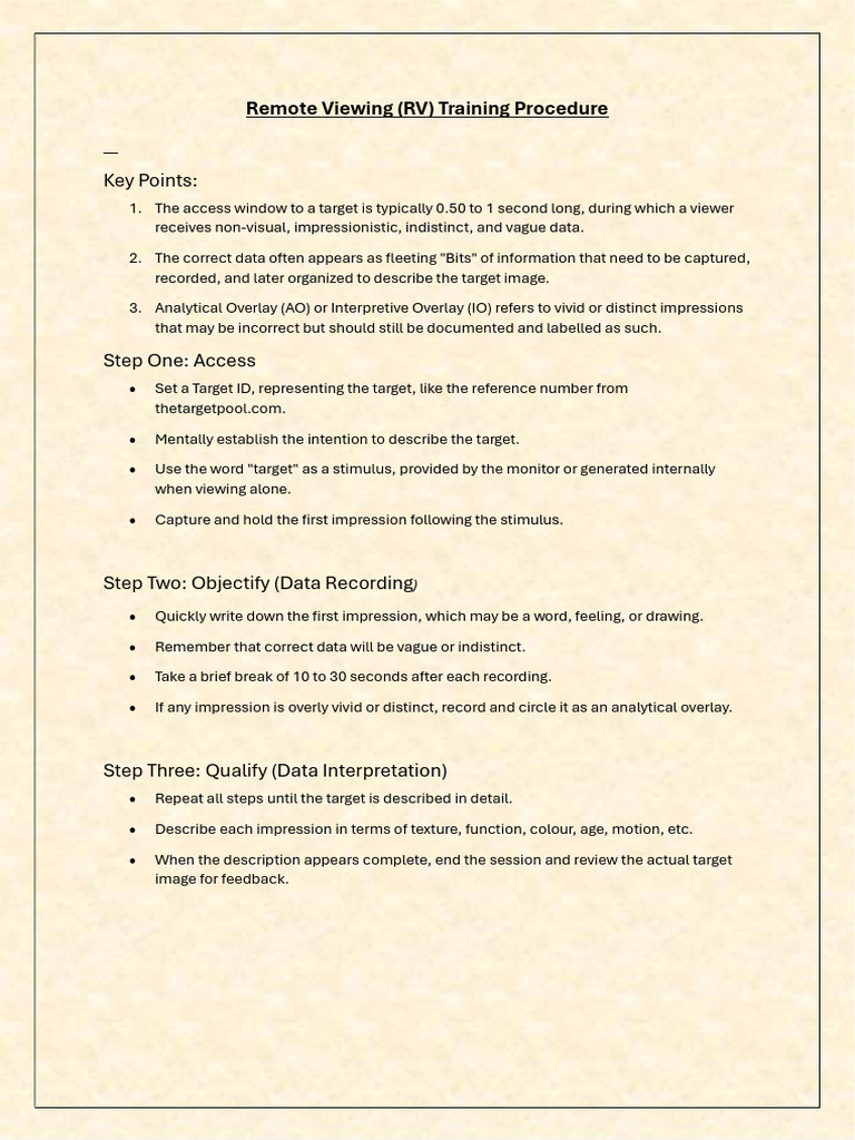 Remote Viewing Training Steps Guide | PDF
