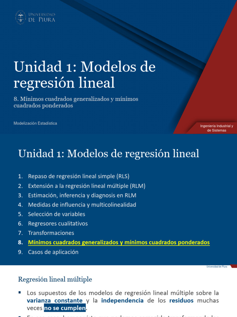 Unidad 1 - 8. Mínimos cuadrados generalizados y mínimos cuadrados ponderados | Descargar gratis ...