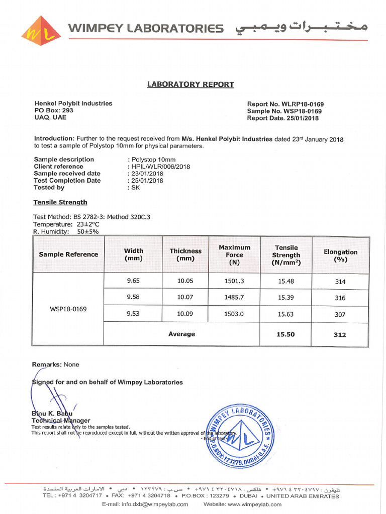 9.test Report-Polystop 10mm - 2018 | PDF
