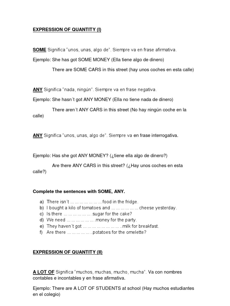 Expression of Quantity