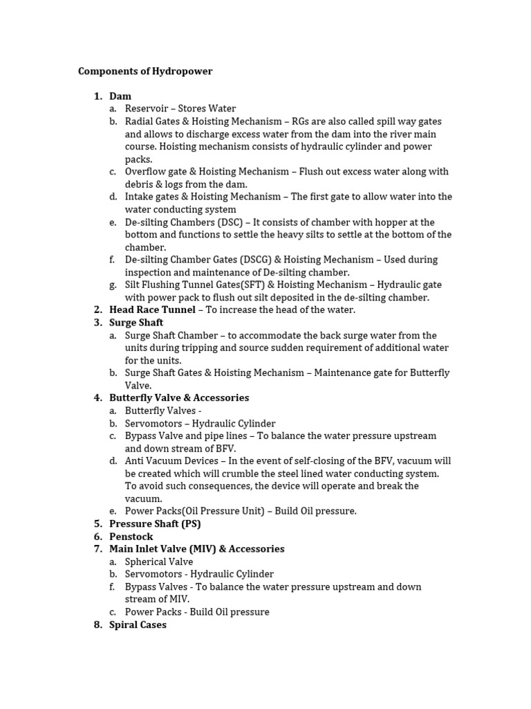 Components of Hydropower | PDF | Turbine | Valve