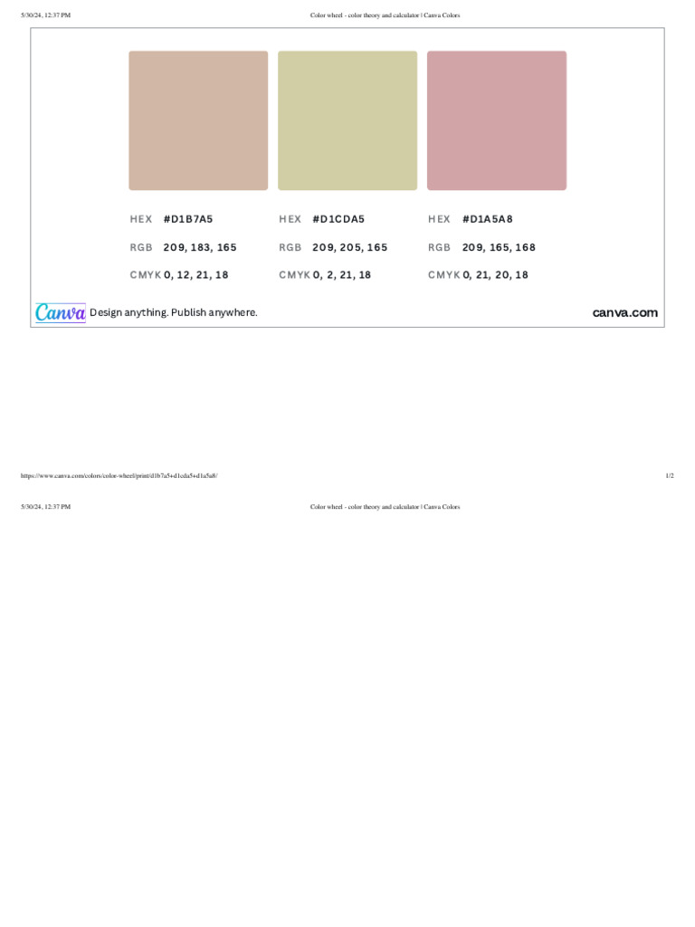 Color Wheell - Color Theory and Calculator - Canva Colors | PDF