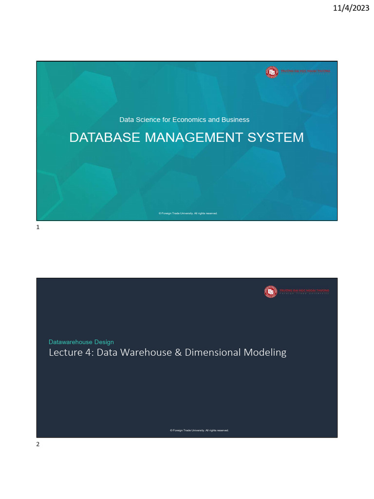 Lecture 04 DMS | PDF | Data Warehouse | Information Technology