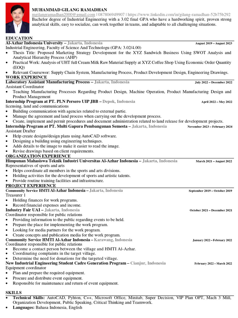 Industrial Engineering Graduate Profile Pdf Engineering Business