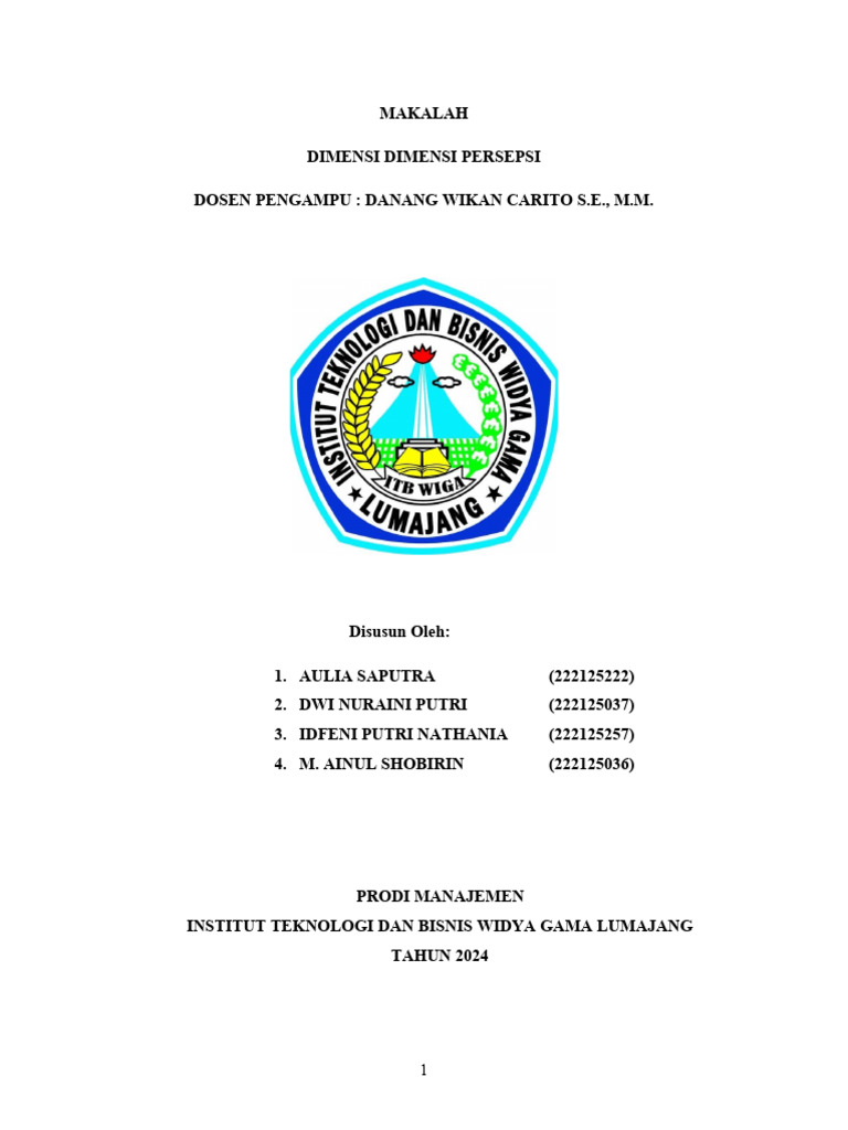 Makalah Dimensi Dimensi Persepsi | PDF | Karier & Perkembangan | Pengembangan Diri