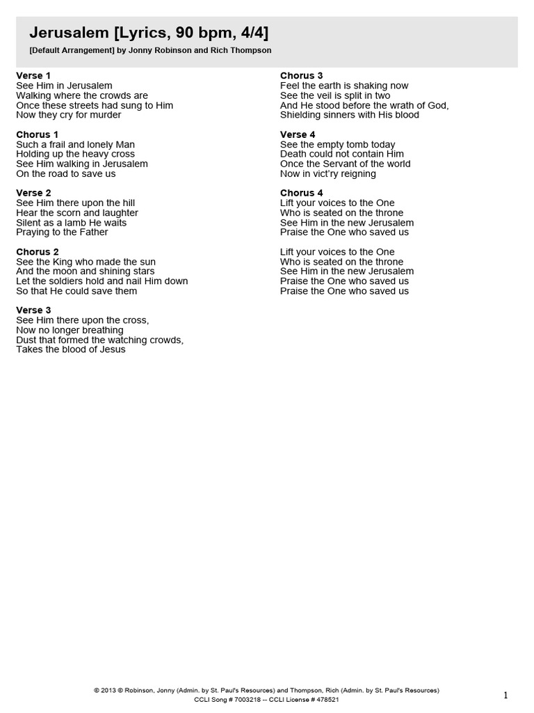 Jerusalem - lyrics | PDF