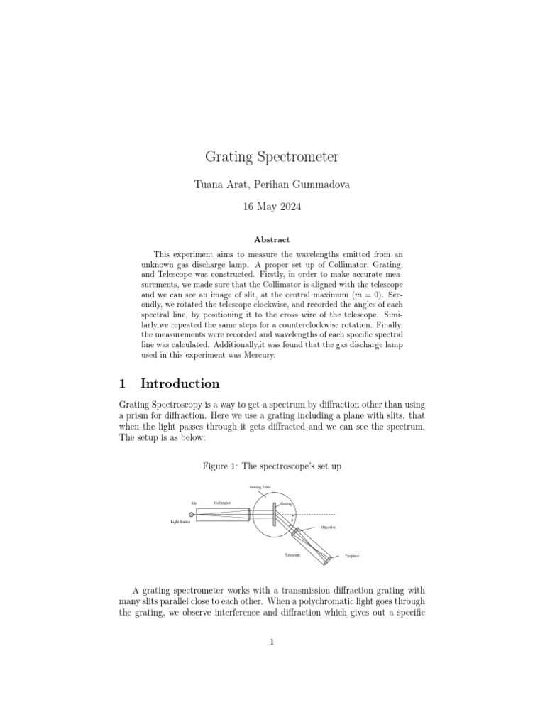222 Grating Spectrometer | Download Free PDF | Diffraction | Spectrometer