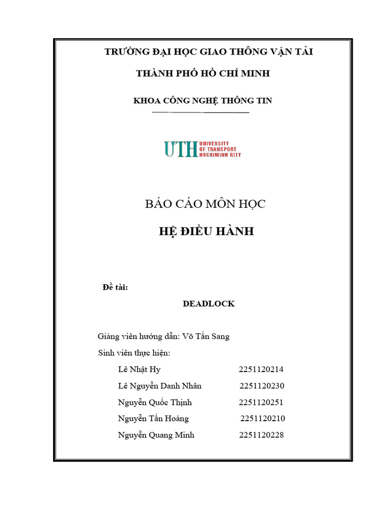 Nhóm 7 - Deadlock - Báo Cáo | PDF