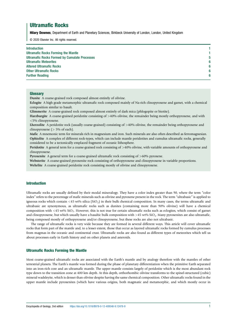 Ultramafic Rocks | PDF | Magma | Rock (Geology)