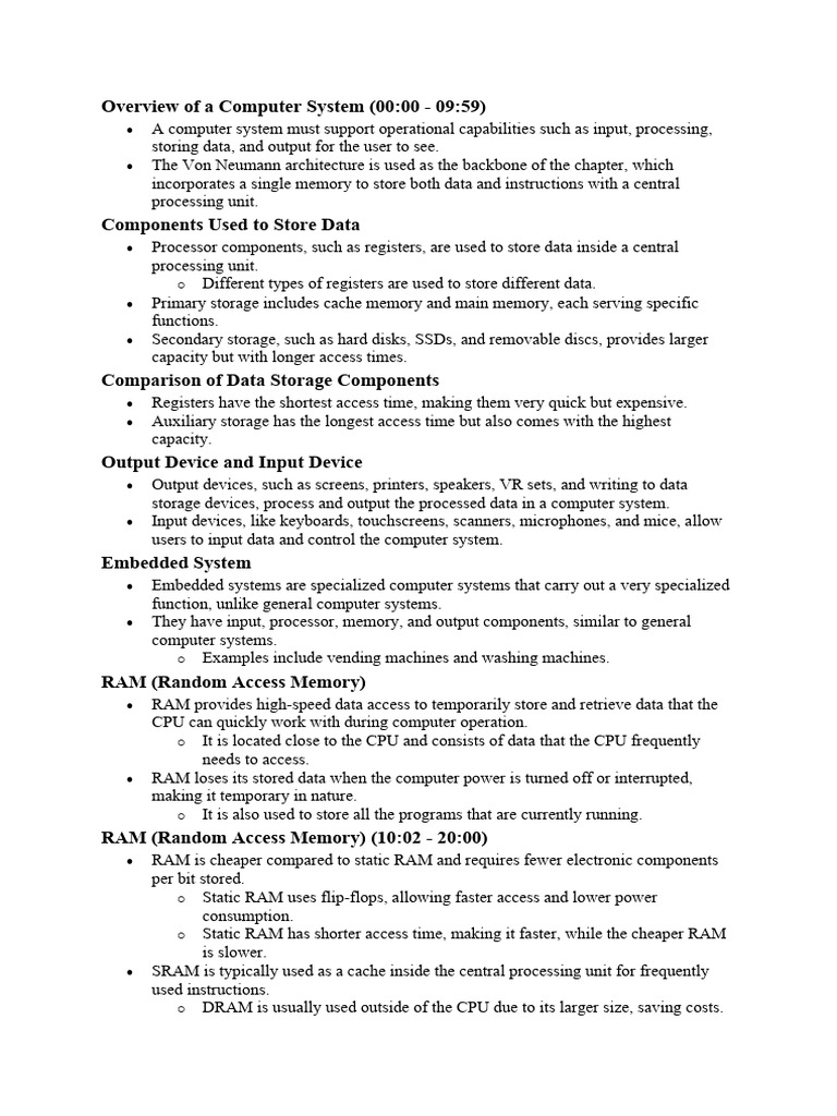 Computer System Components Guide | PDF | Computer Data Storage | Random Access Memory