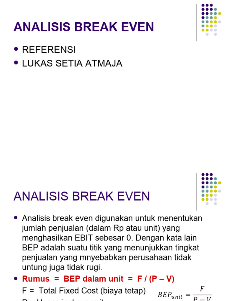 Rumus dan Analisis Break Even EBIT | PDF | Bisnis