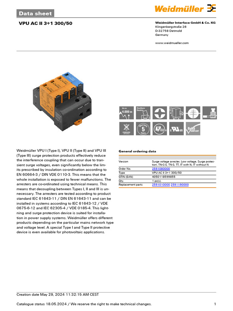 VPU AC II 3+1 300 50 en | PDF | Fuse (Electrical) | Alternating Current