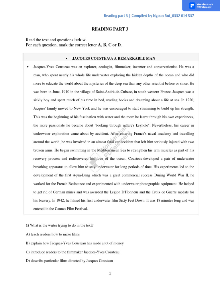 Reading Part 3 PET | PDF | Apollo 11 | Apollo Program