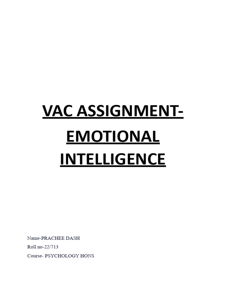 VAC assignment | Download Free PDF | Emotional Intelligence | Emotions