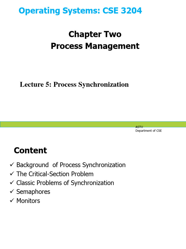 Lecture 5 - Process Synchonization - Revised | PDF | Process (Computing) | Concurrent Computing