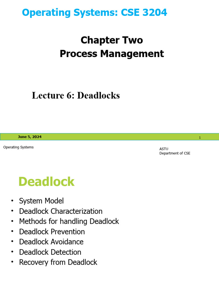 Lecture 6 - Deadlocks | PDF | Process (Computing) | Computing Lecture 6 - Deadlocks | PDF | Process (Computing) | Computing