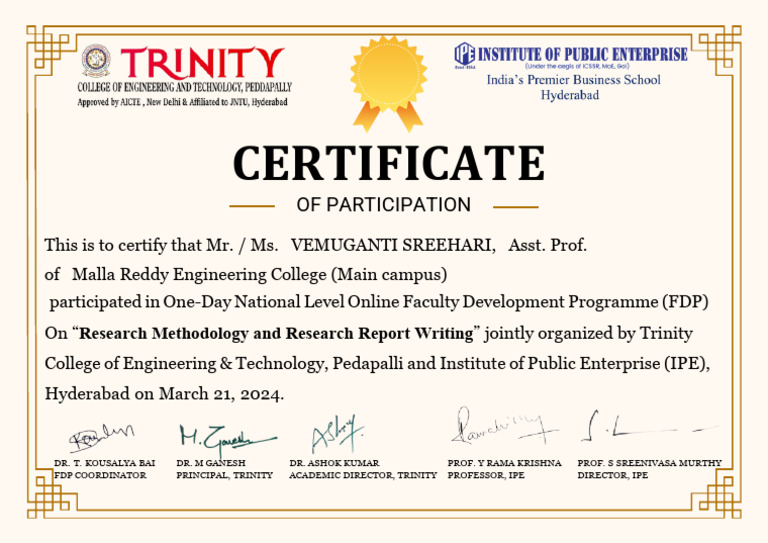 Certificate of Participation in FDP 2024 | PDF | Art