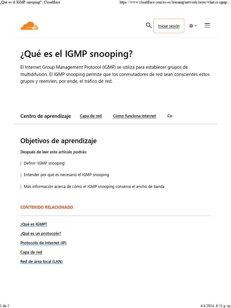 ¿Qué Es El IGMP Snooping Cloudflare | PDF | Red de computadoras ...