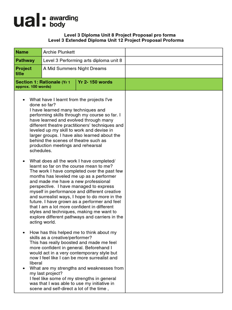 Ap Ual Proposal Action Plan Proforma 2 | Download Free PDF | Cognition