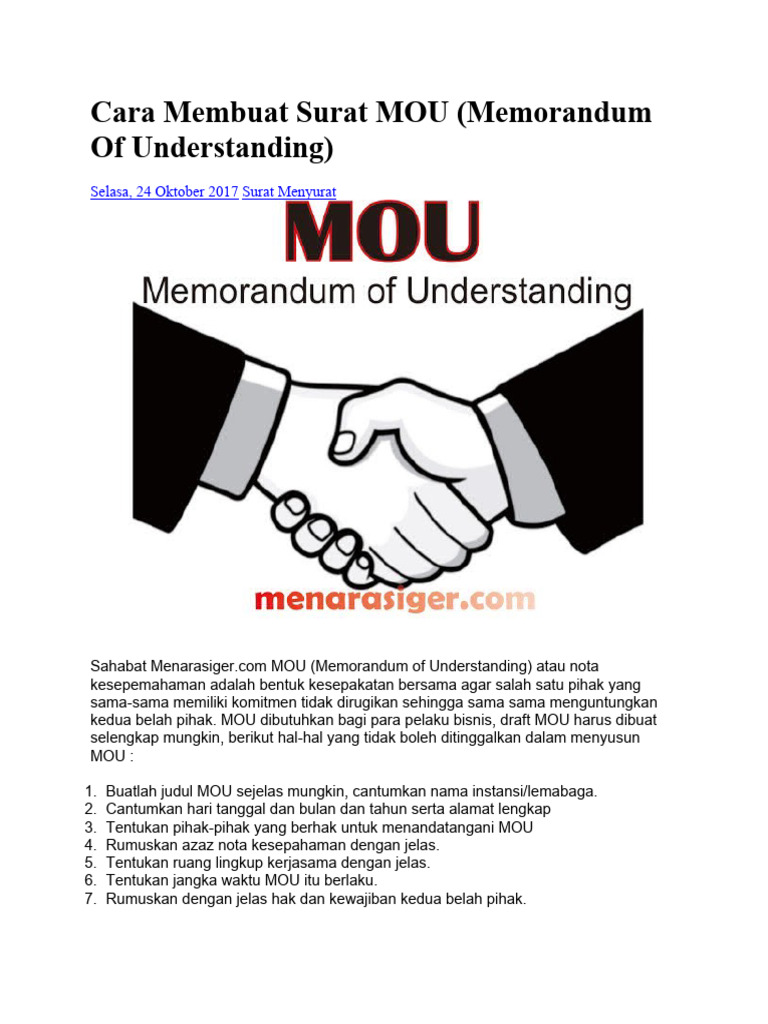 Cara Membuat Surat MOU | PDF