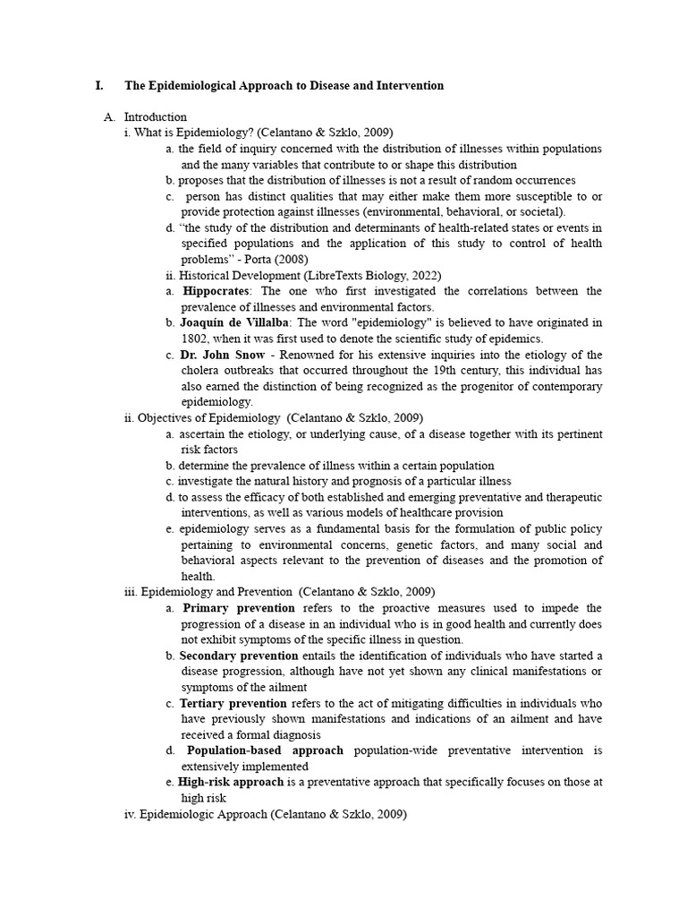 Outline Epidem | PDF | Epidemiology | Infection