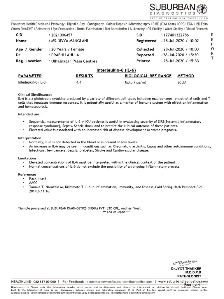 Report 1 | PDF | Interleukin 6 | Inflammation