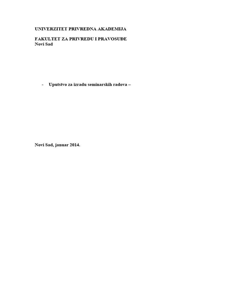 Uputstvo Za Izradu Seminarskog Rada | PDF