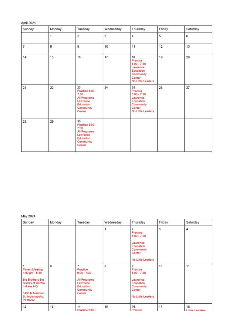 AthLead Summer 2024 Calendar | PDF