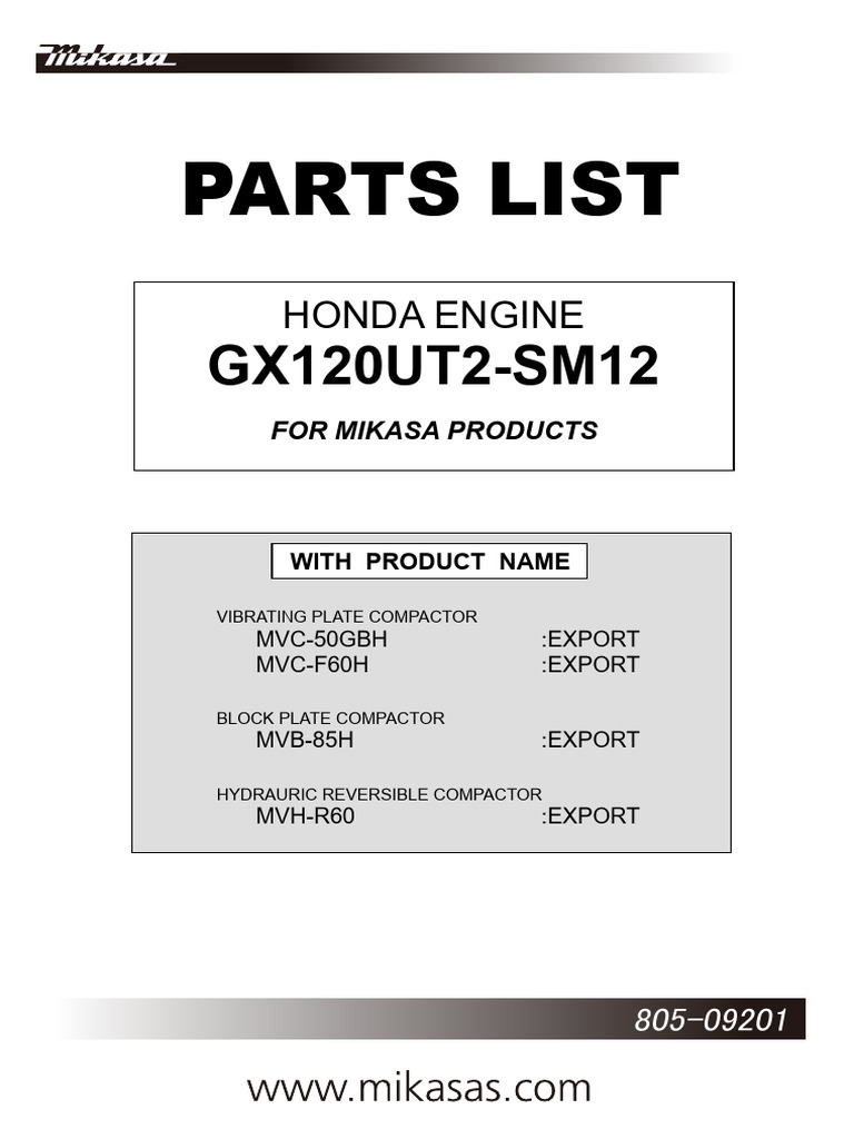 Spare Parts Manual Honda Engine gx120 Ut2 sm12 | PDF | Carburetor | Engineering