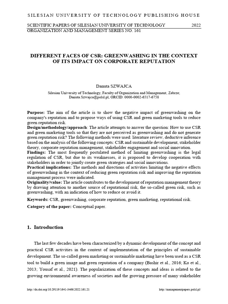 Different Faces of CSR Greenwashing | PDF | Corporate Social ...