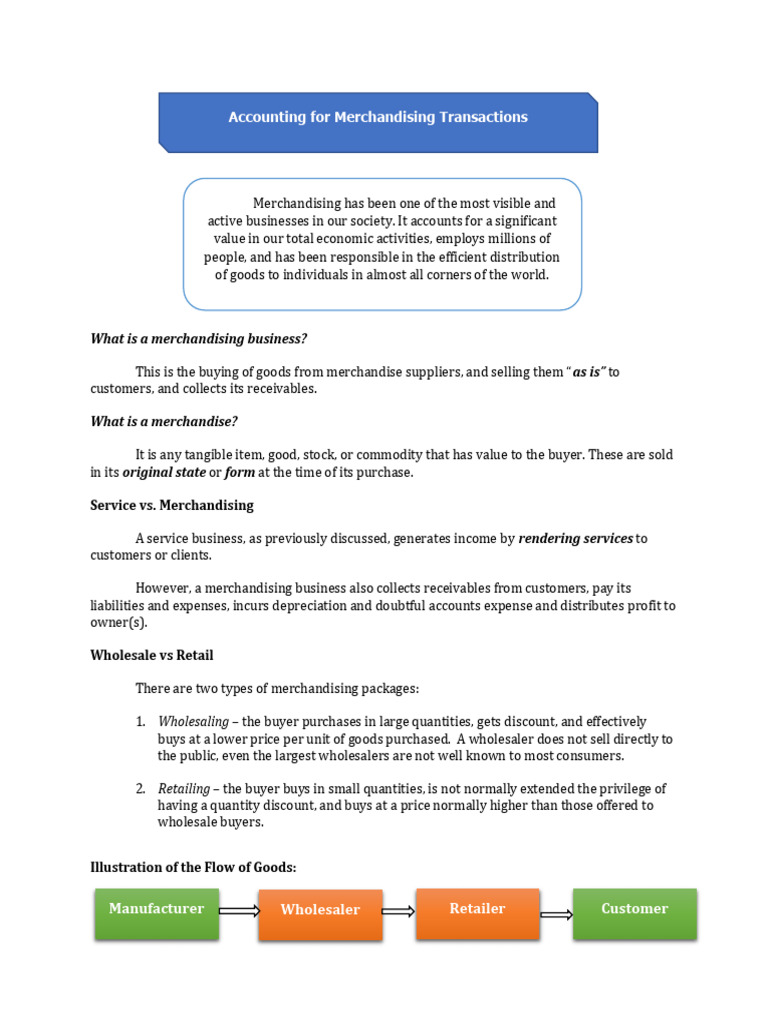 Introduction to Merchandising Business | Download Free PDF ...