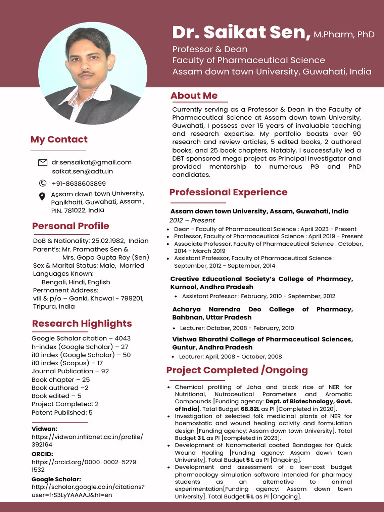 Biodata_of Our Dean | Download Free PDF | Pharmacy | Polyphenol