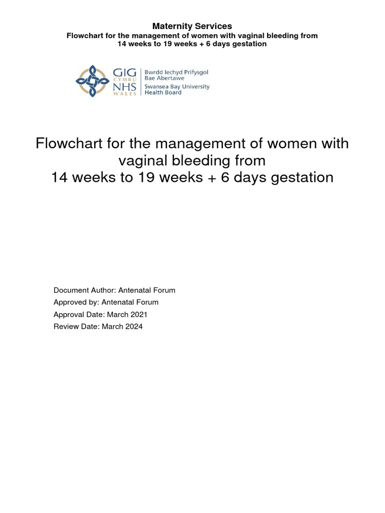 Flowchart For Women PV Blood Loss 14 To 20 Weeks - Swansea Bay ...